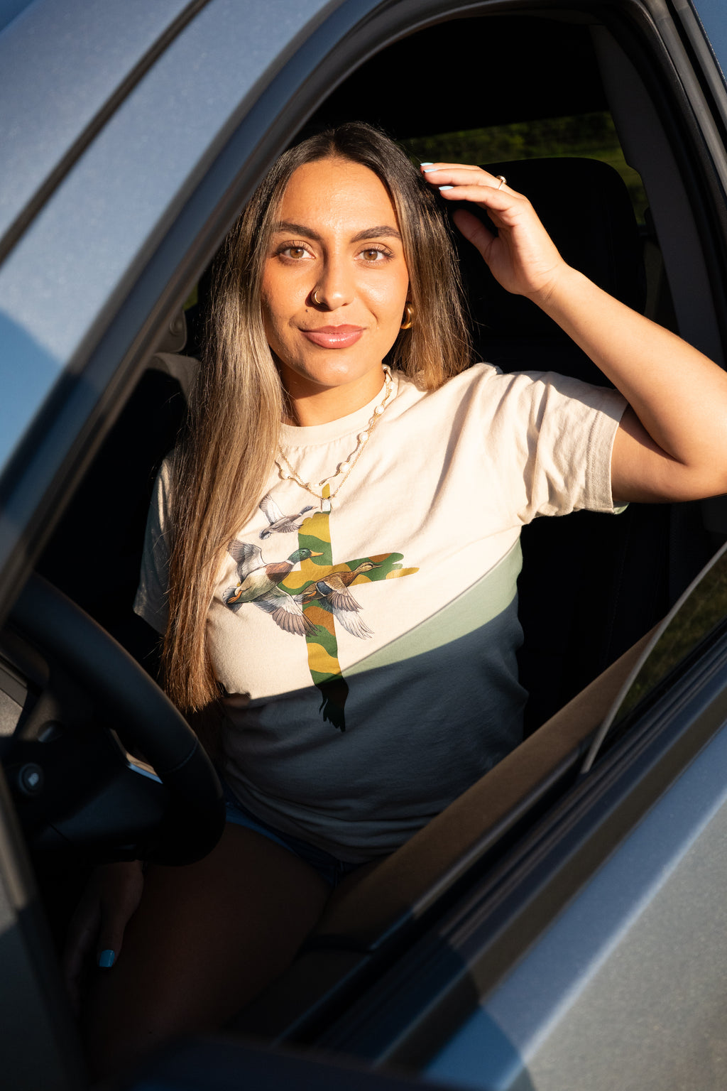 JESUS SAVES CROSS W/ DUCKS BEIGE T-SHIRT – JESUS SAVES CLOTHING CO.